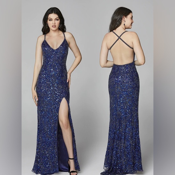 Primavera Couture | Dresses | Primavera Couture 3295 Prom Dress In Blue ...